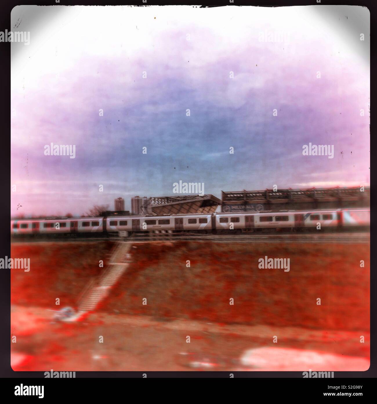 Train and football stadium Stock Photo - Alamy