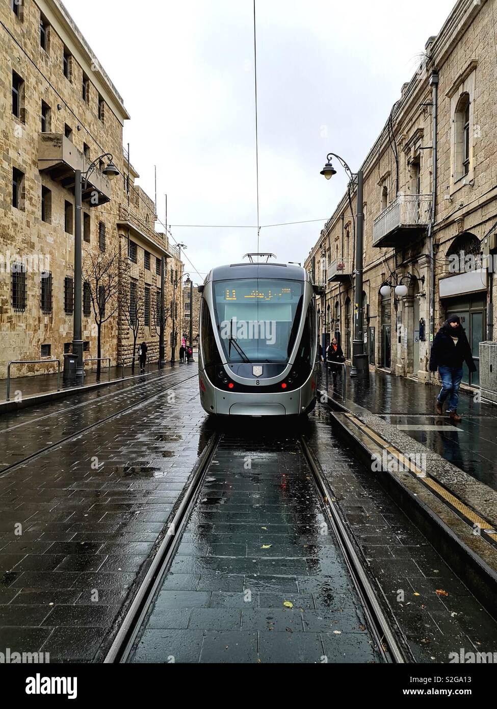The light rail train going through Jerusalem’s Jaffa street Stock Photo ...