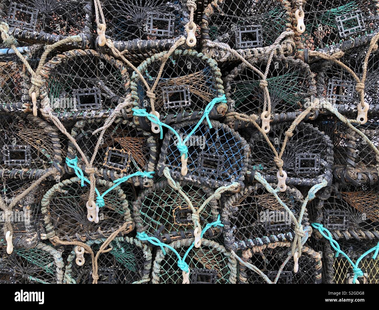 Stack of lobster or crab pots Stock Photo - Alamy