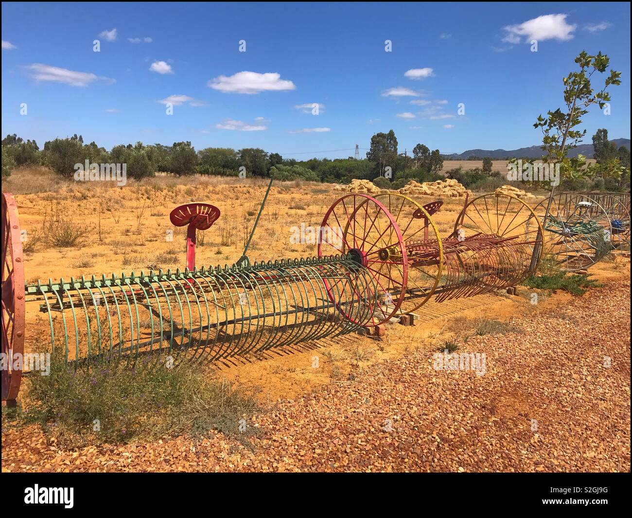 Vintage farm equipment at Toeka Stoor, Paarl in the Cape Winelands of ...