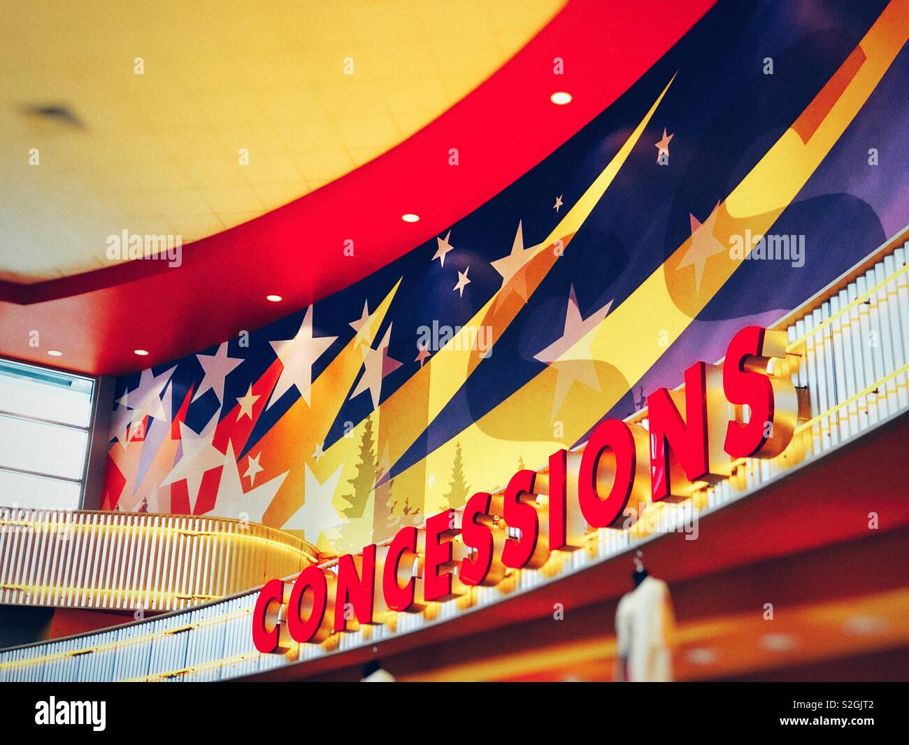 Concessions sign in mega screen movie theater in US Stock Photo - Alamy