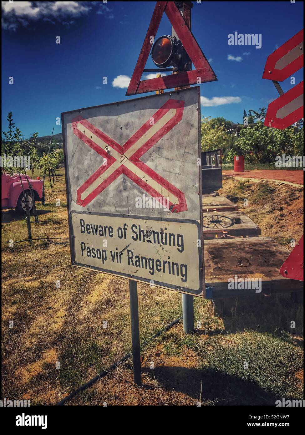 Vintage “Beware of shunting “ railways sign at Toeka Stoor in Windmeul ...