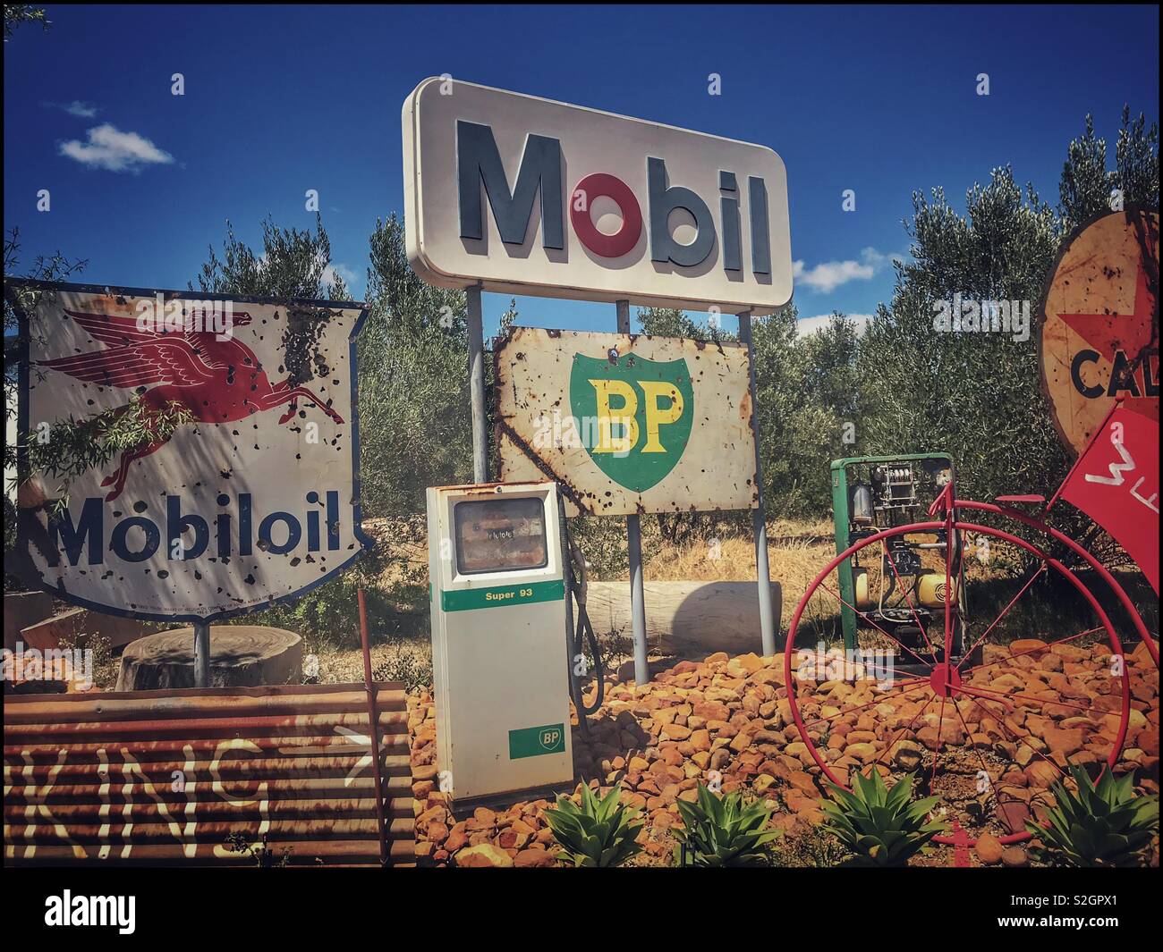Vintage petrol signs at Toeka Stoor in Windmeul near Paarl, South ...