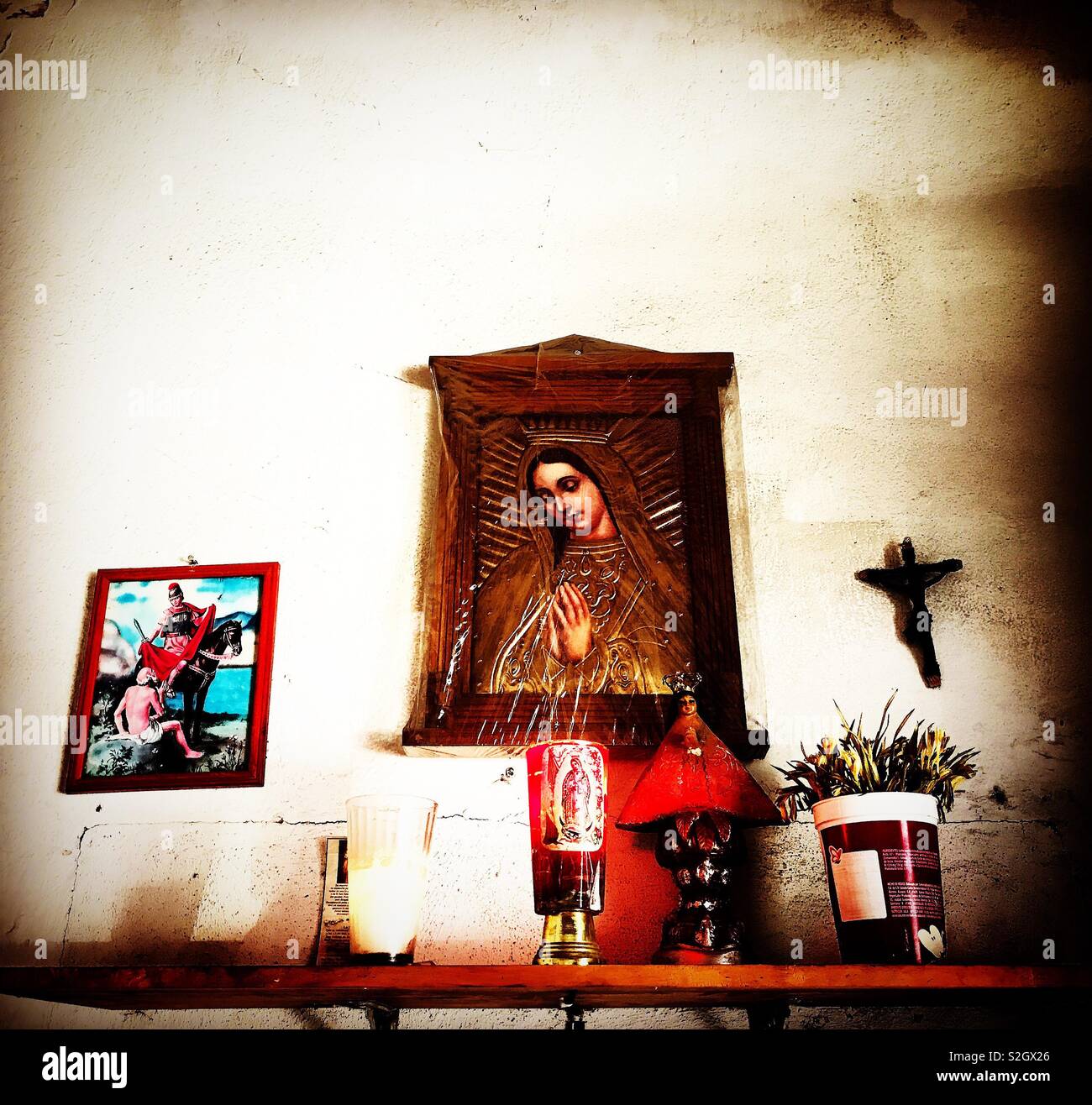 A Catholic altar to Our Lady of Guadalupe decorates La Guadalupana ...