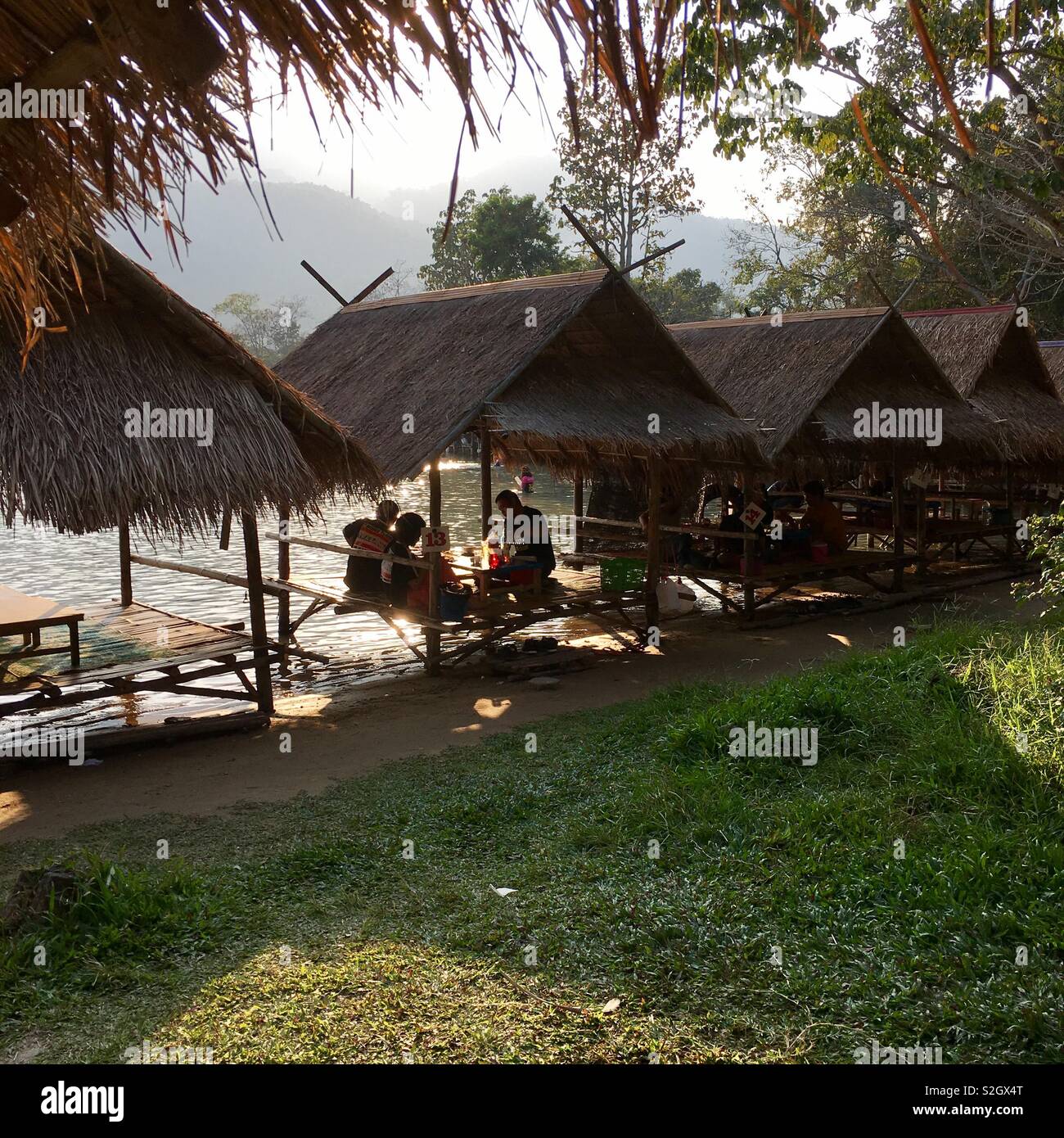 Huts on the lake Chiang Mai Stock Photo - Alamy