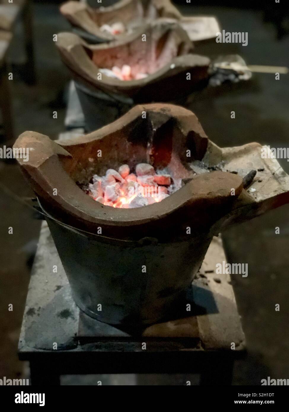 Open air traditional cooking stoves in Luang Prabang Laos Stock Photo ...