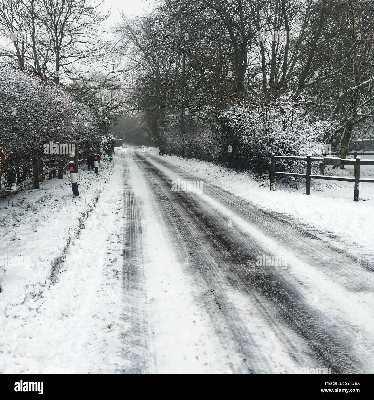Black ice, Soldridge Road, Medstead, Hampshire, England, United Kingdom ...