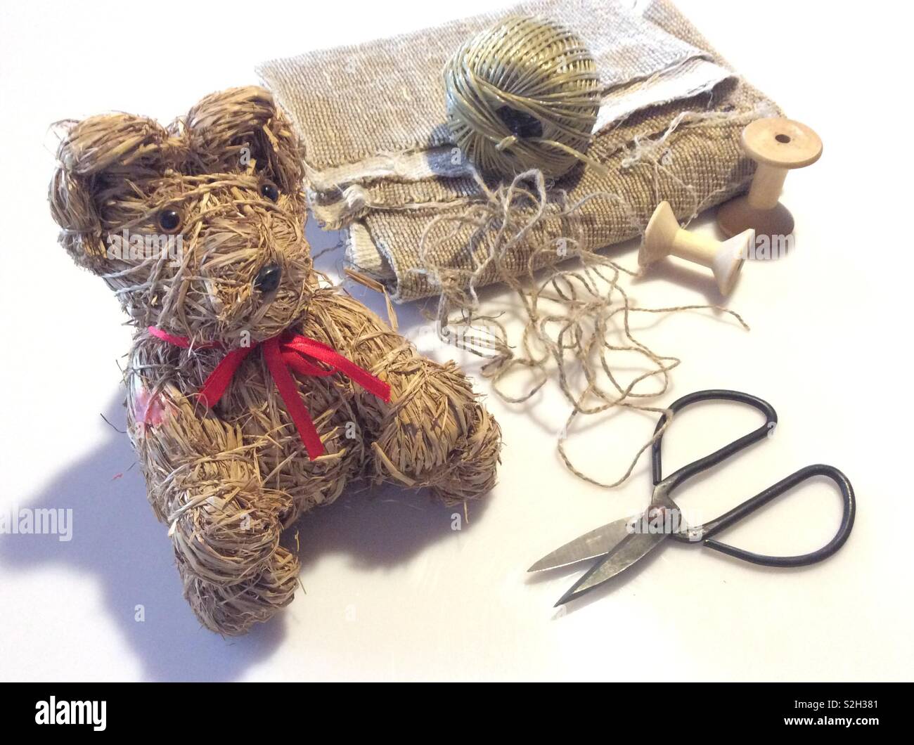 Handmade teddy by straw and packthread Stock Photo - Alamy