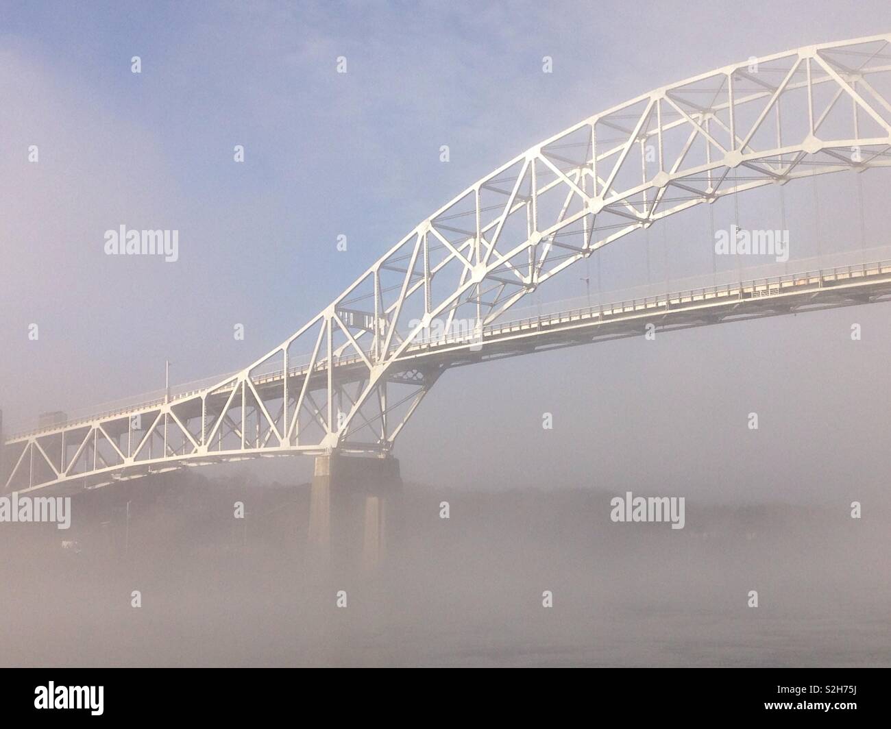Bridge in Fog Stock Photo - Alamy