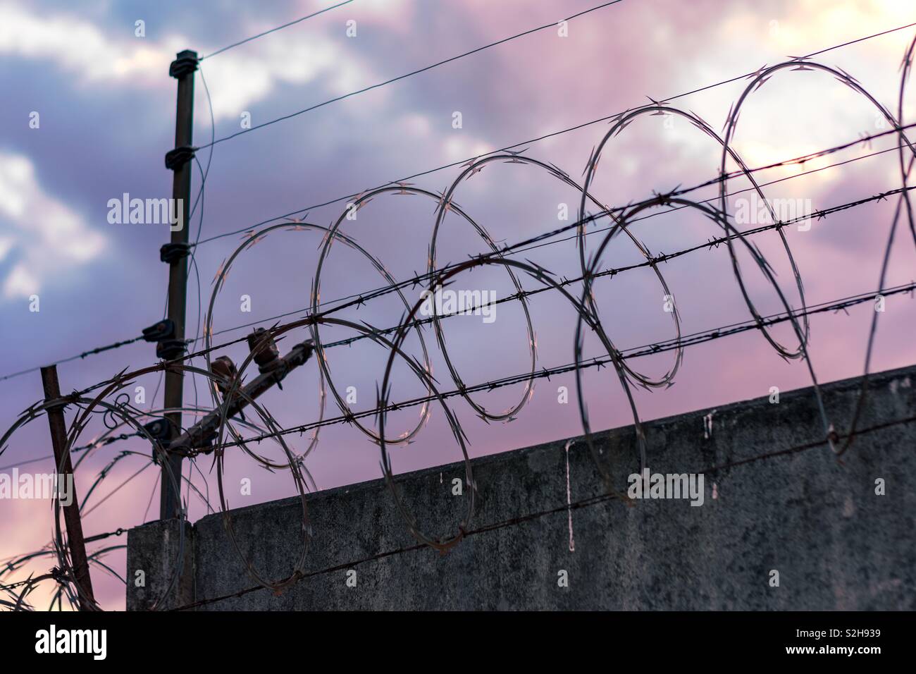 Razor wire fence wall hi-res stock photography and images - Alamy