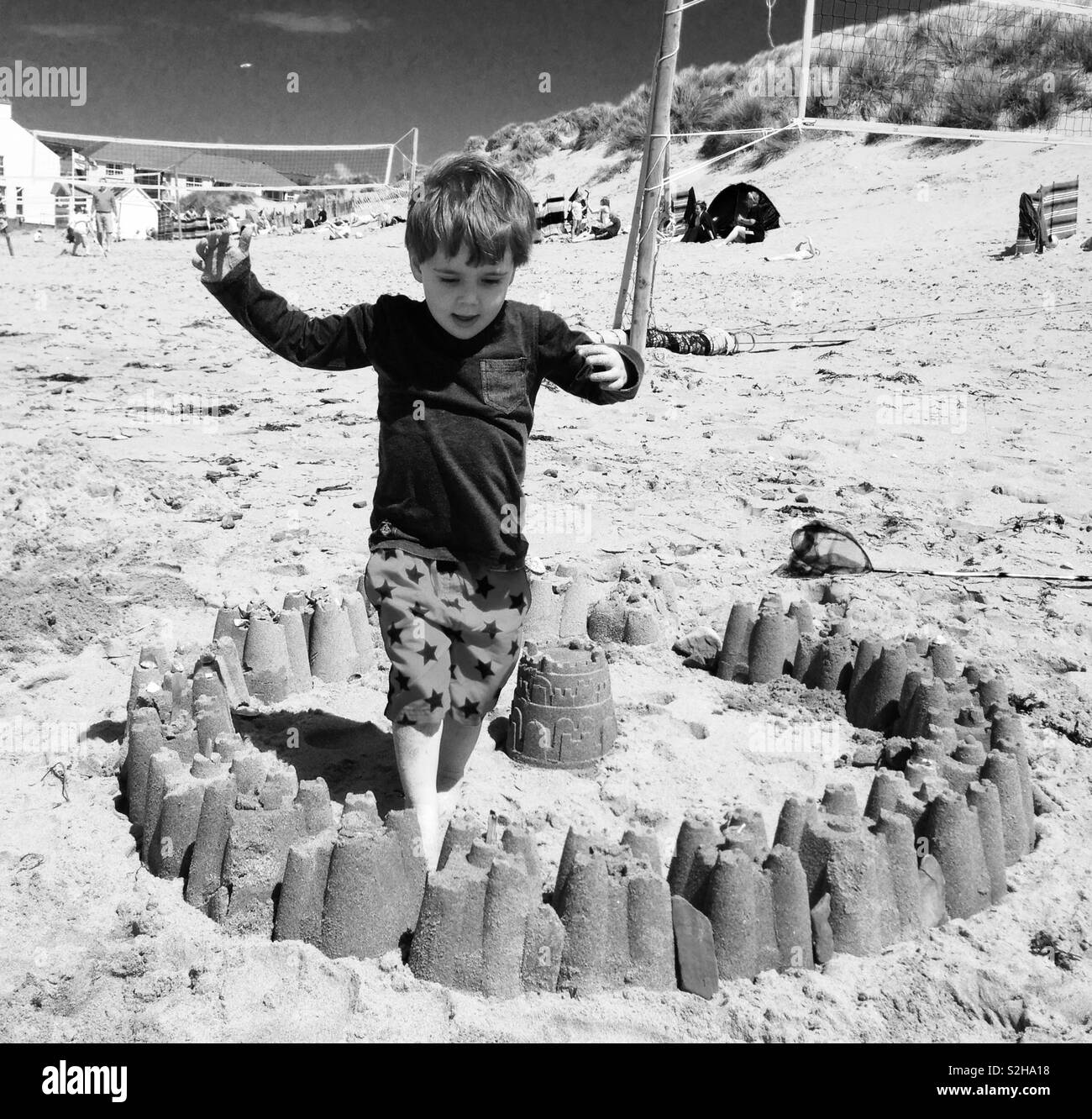 Sand castle Black and White Stock Photos & Images - Alamy