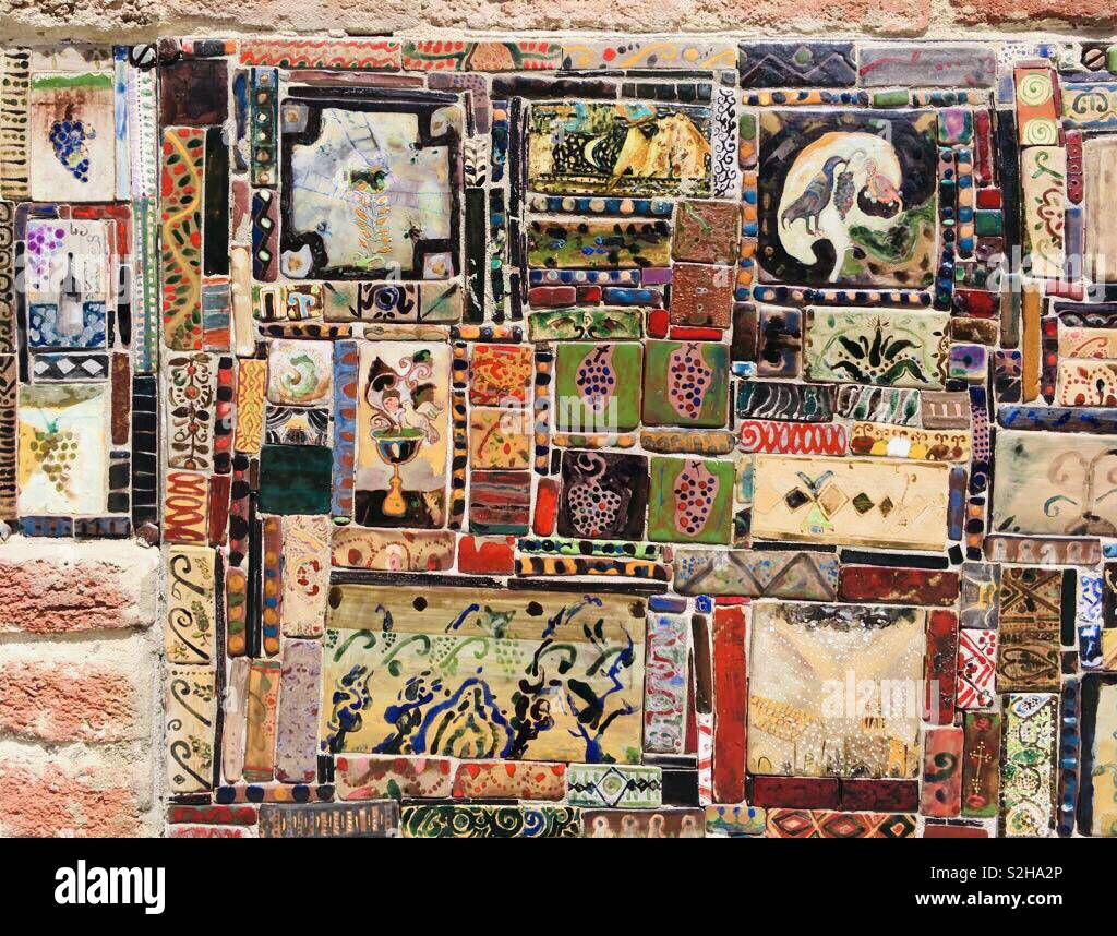 Colorful Tiles in Old Town of Tbilisi. Georgian traditional art Stock ...