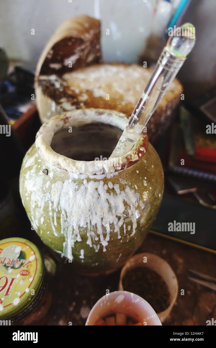 Drug: pot of chalk for betel nut Stock Photo - Alamy