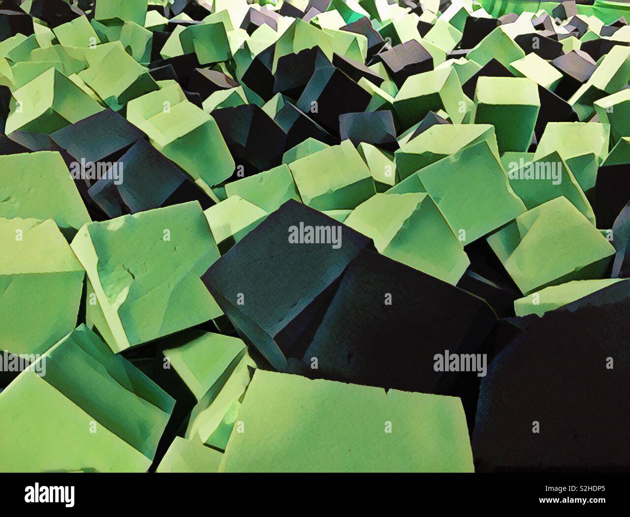 Trampoline park centre foam blocks for a soft landing Stock Photo - Alamy