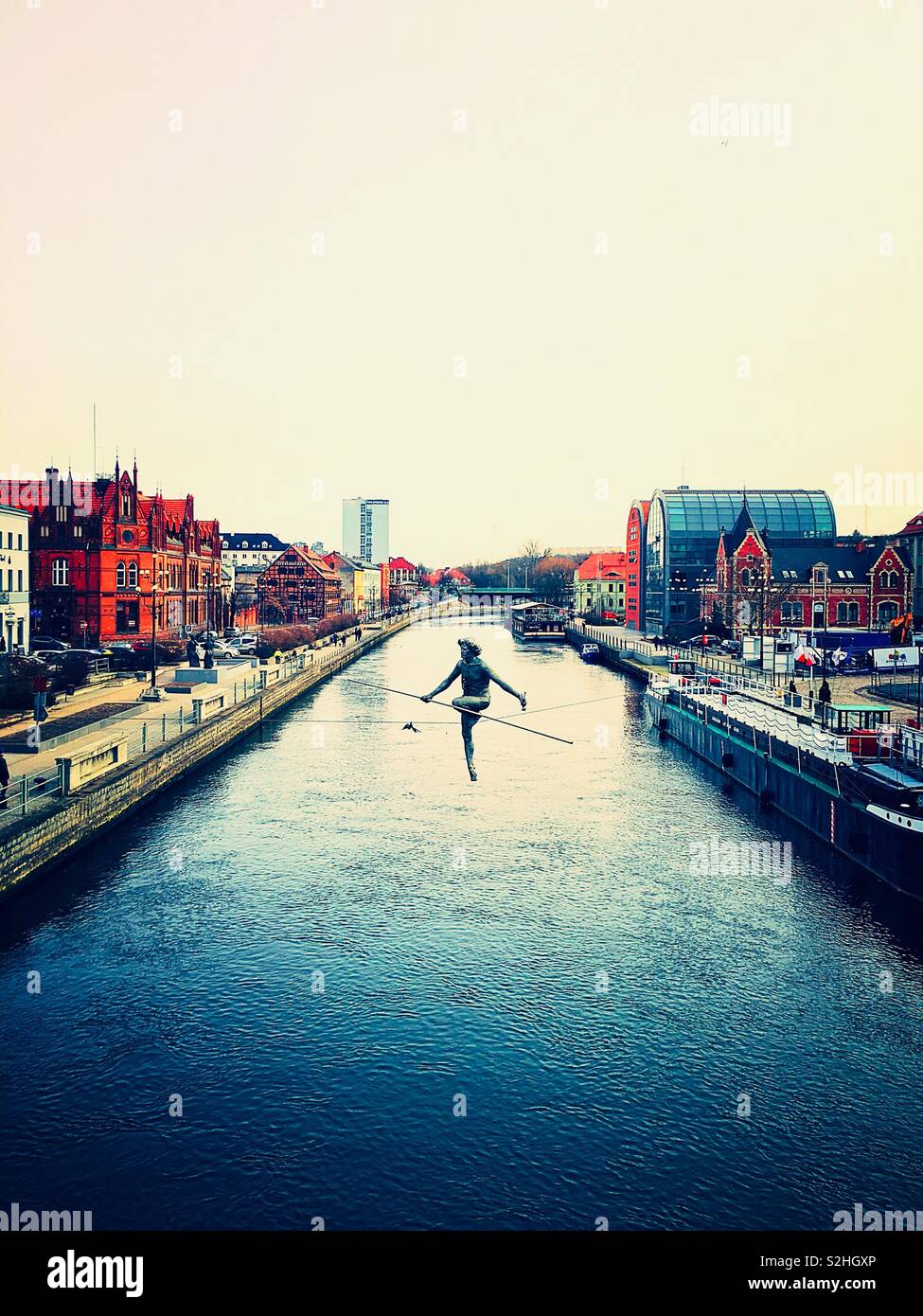 Bydgoszcz tight rope statue Stock Photo - Alamy