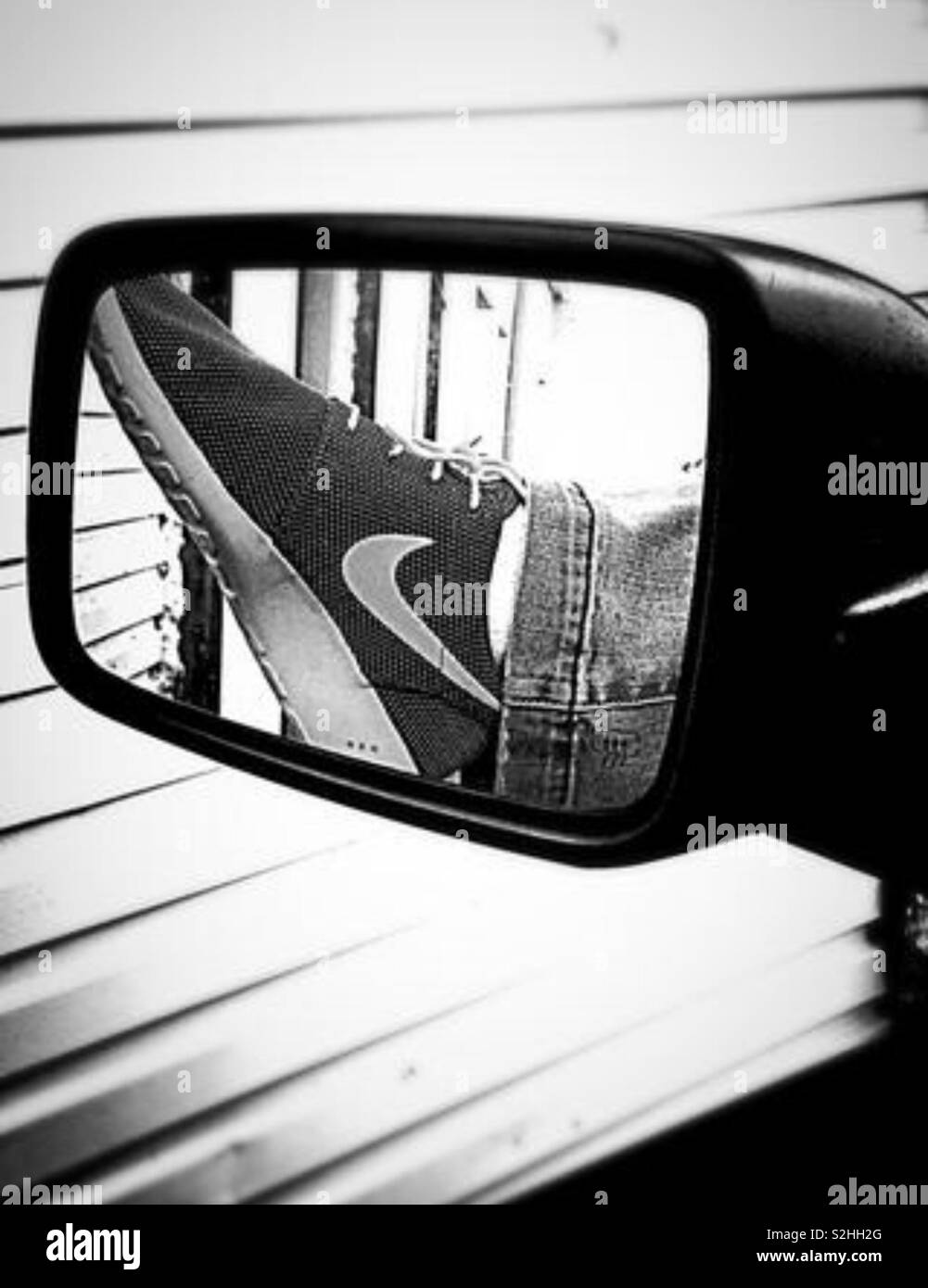 Objects are closer than they appear Black and White Stock Photos ...