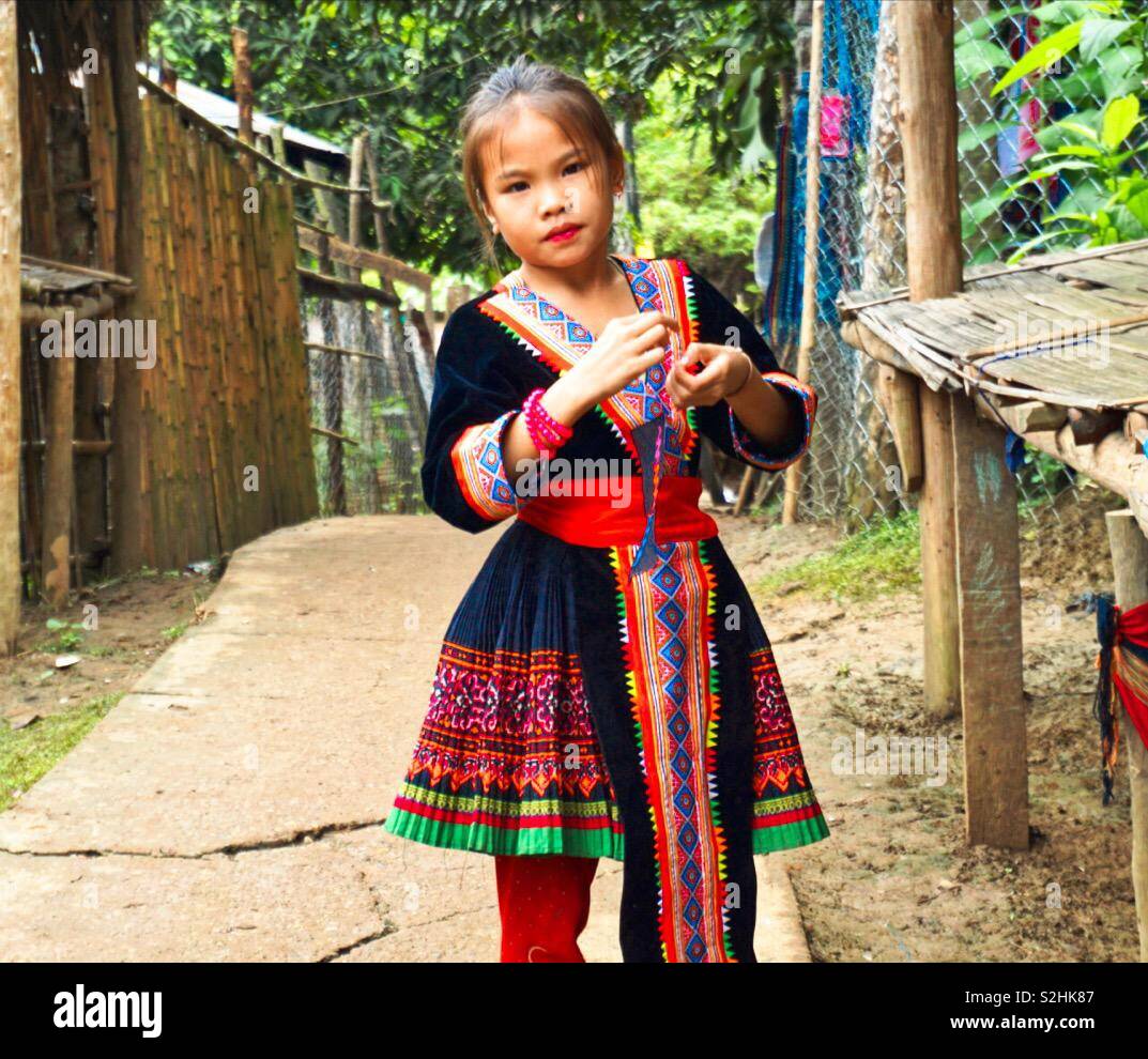 Luang Prabang, Laos. 2 Sept. Mong girl in its traditional suit Stock ...