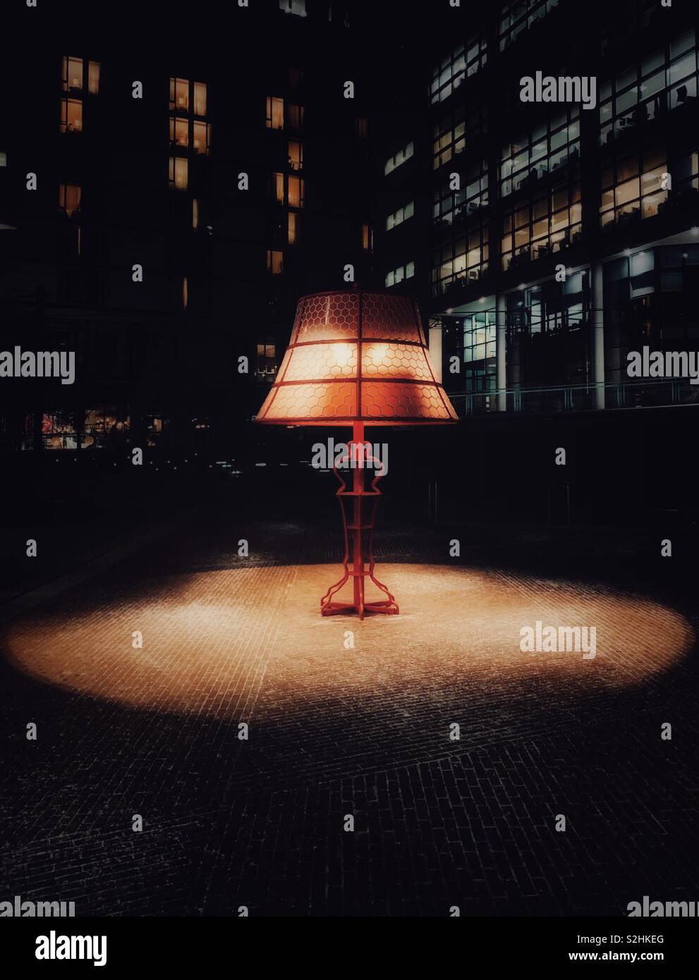 Giant table lamp at night Stock Photo - Alamy