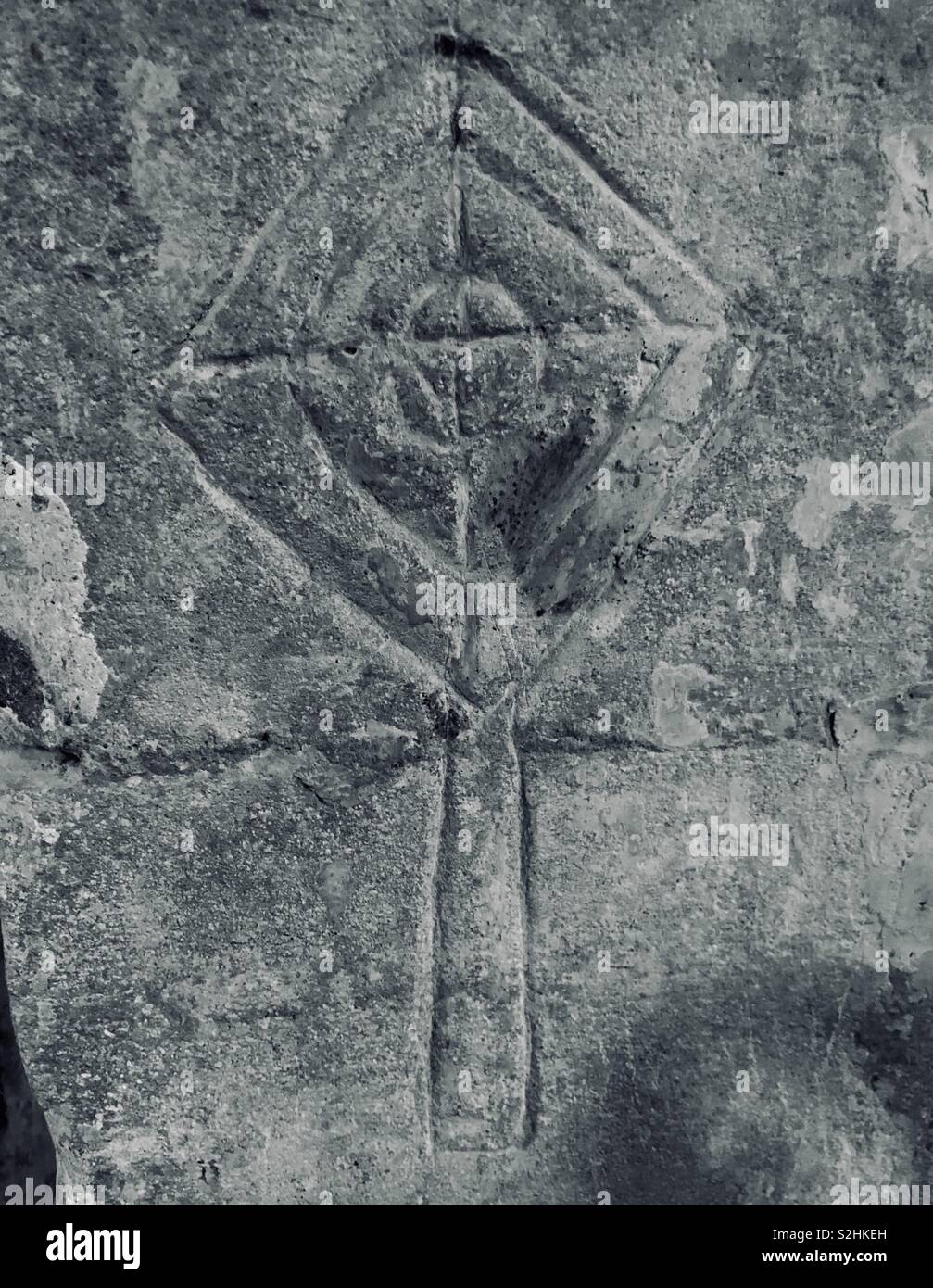 Medieval church graffiti a consecration cross elaborated with a network ...
