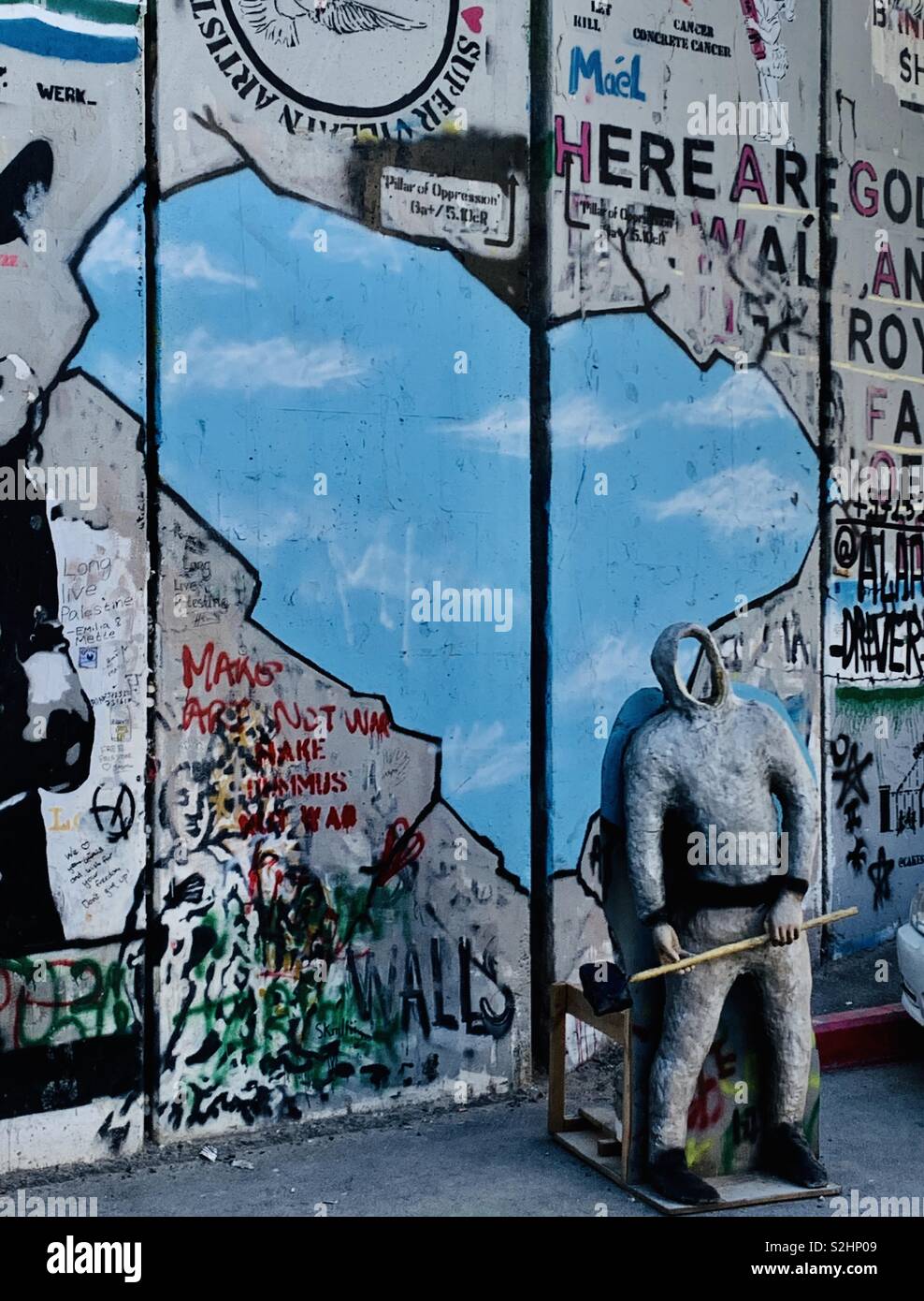 Graffiti art on the Israeli built barrier wall in Bethlehem Stock Photo ...