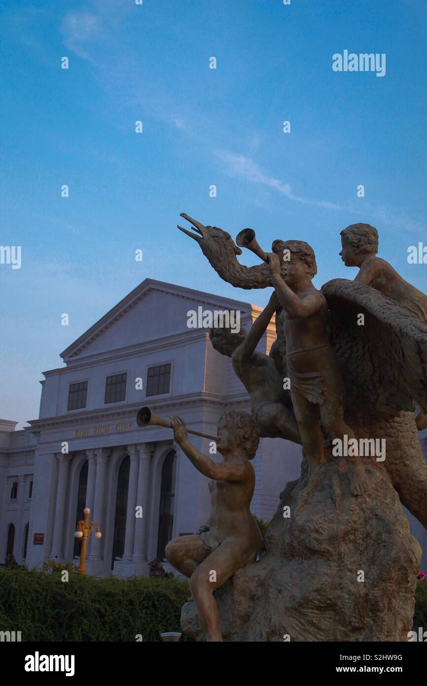 City hall and angel statue Stock Photo - Alamy