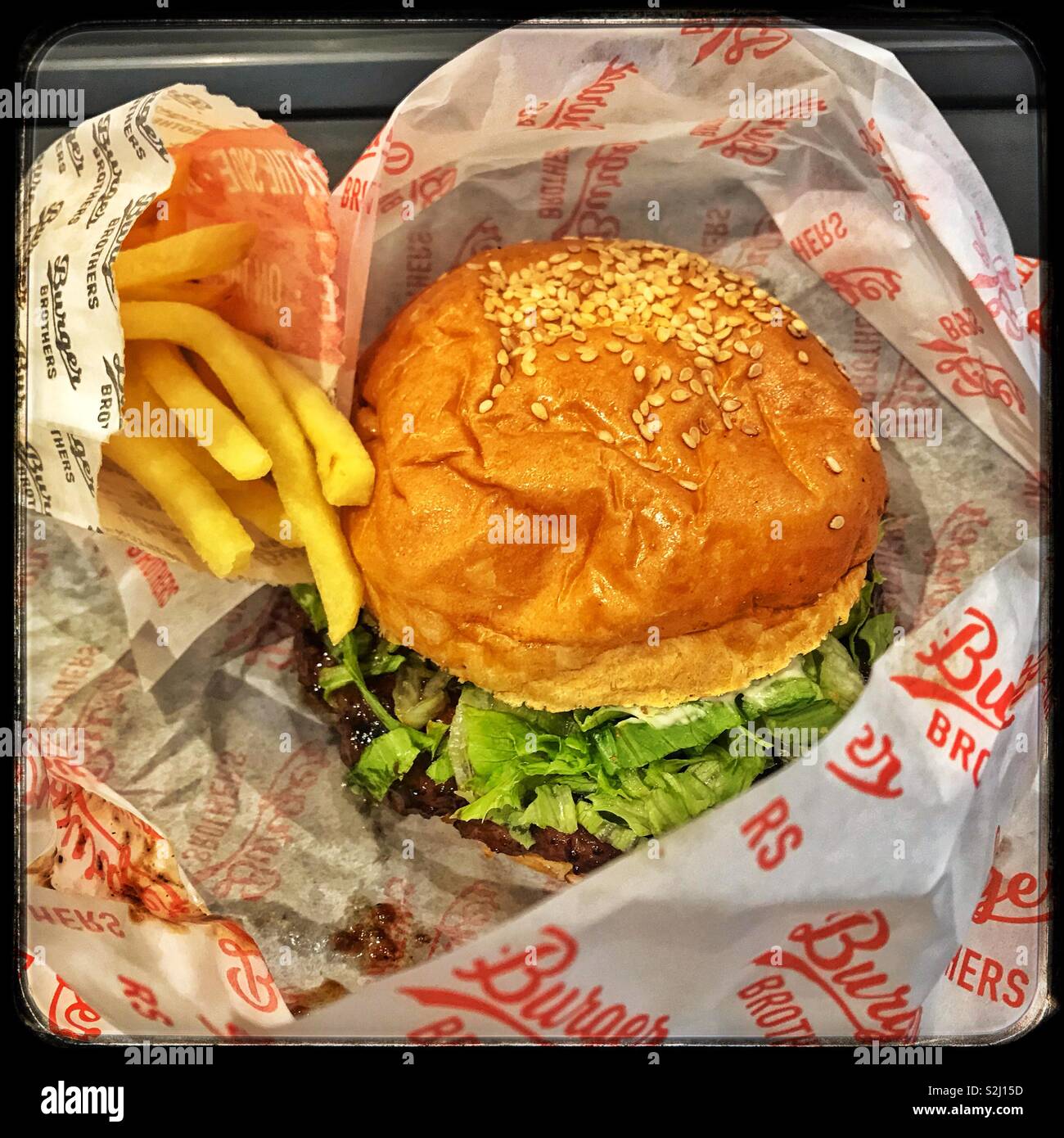 Hamburger and chips from Burger Brothers, Stellenbosch, South Africa ...