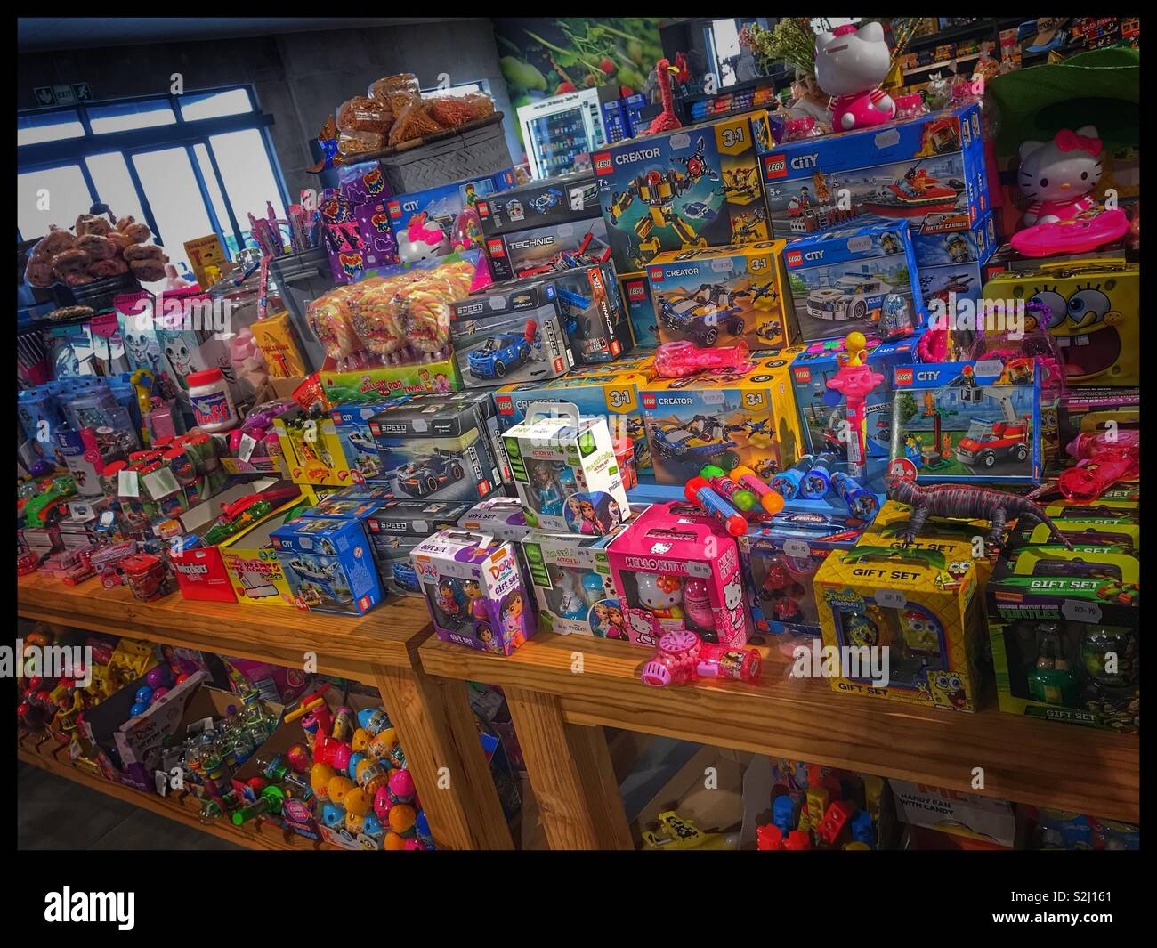 Toy display in shop Stock Photo - Alamy