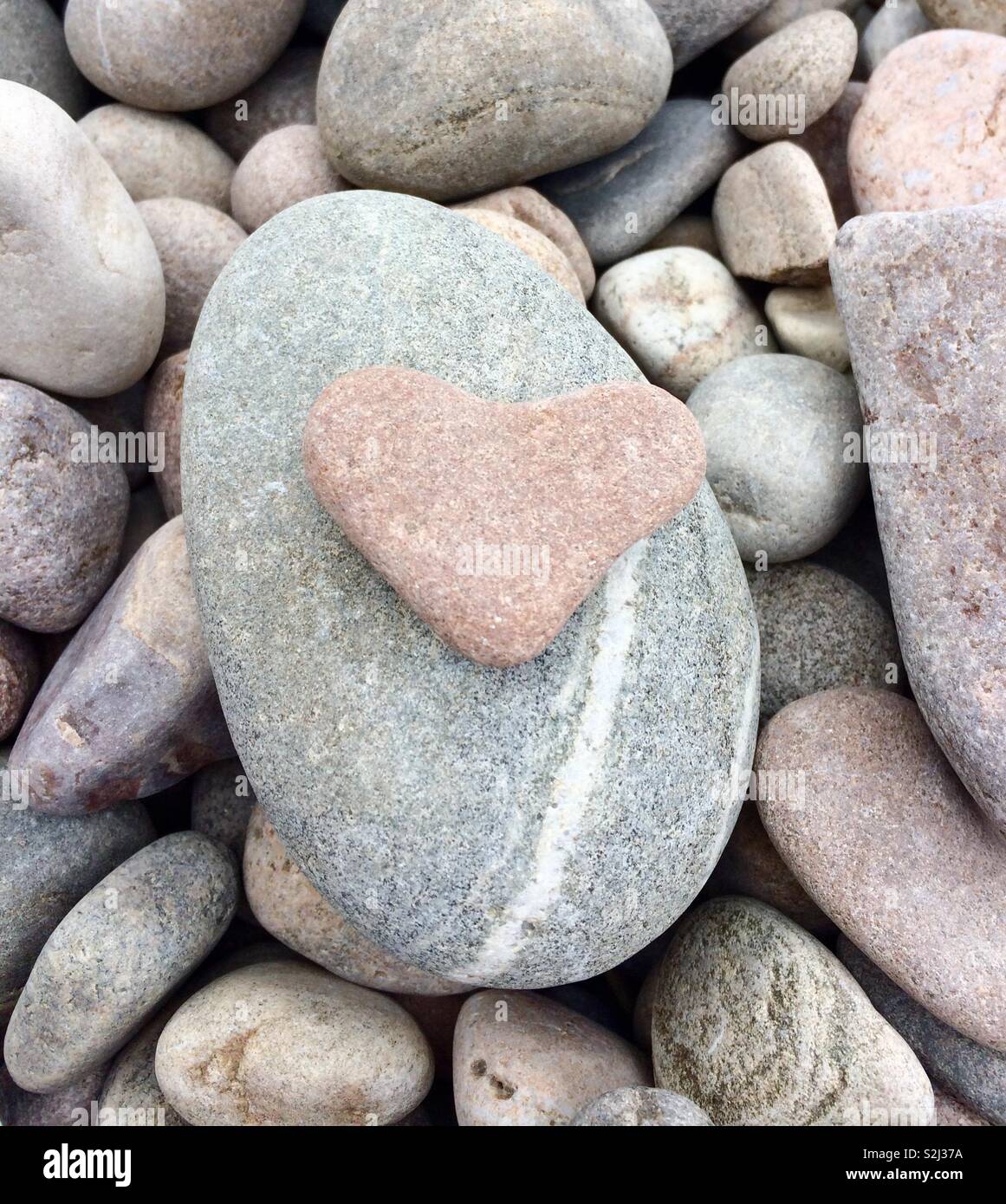 Heart shaped stone on background of stones Stock Photo - Alamy