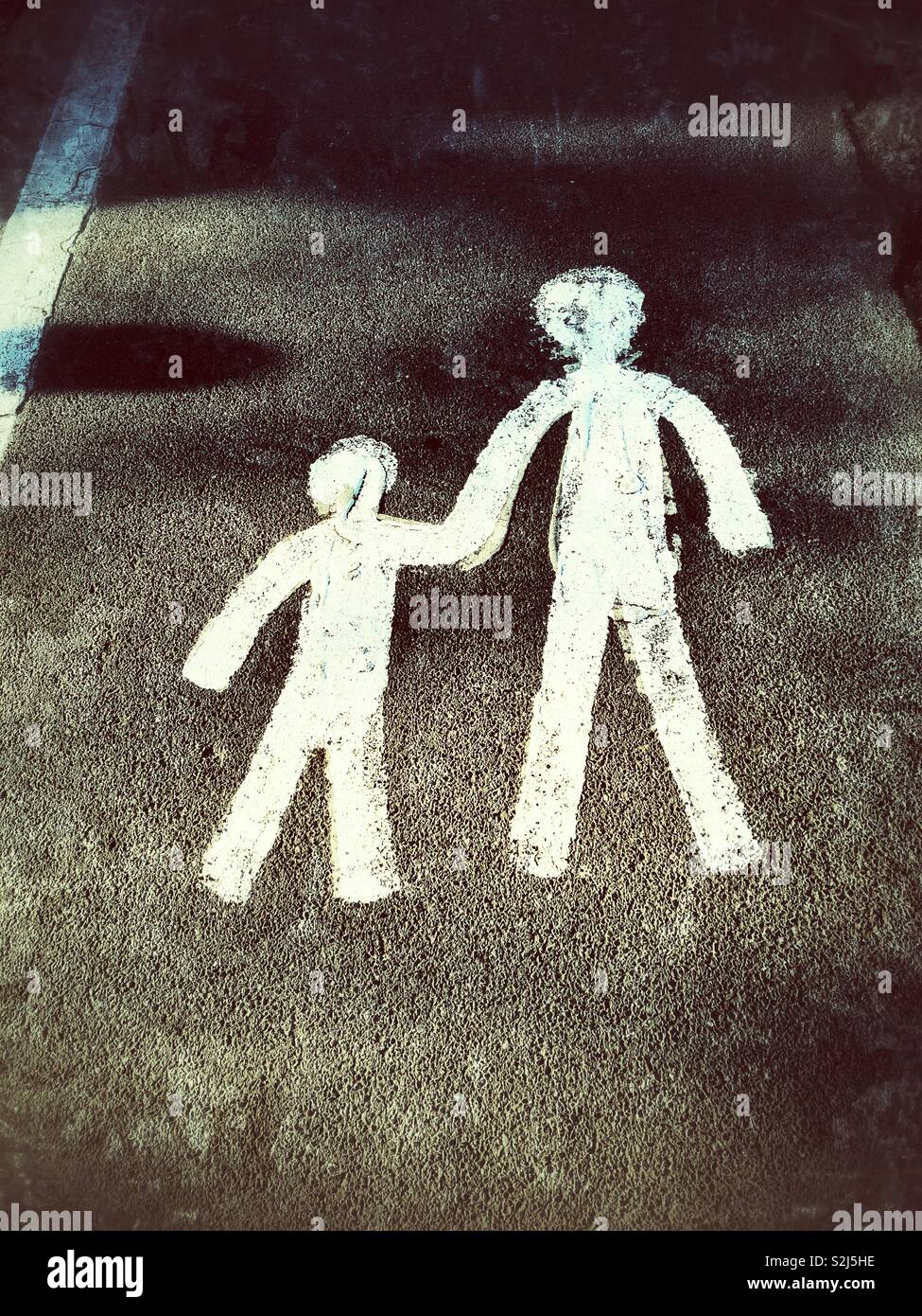 Pedestrian walkway symbol on Mumbles promenade, Swansea, South West ...
