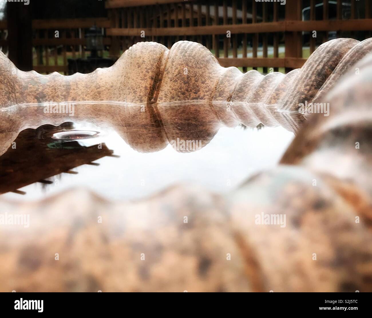 Rainy day reflection in water filled fountain Stock Photo - Alamy