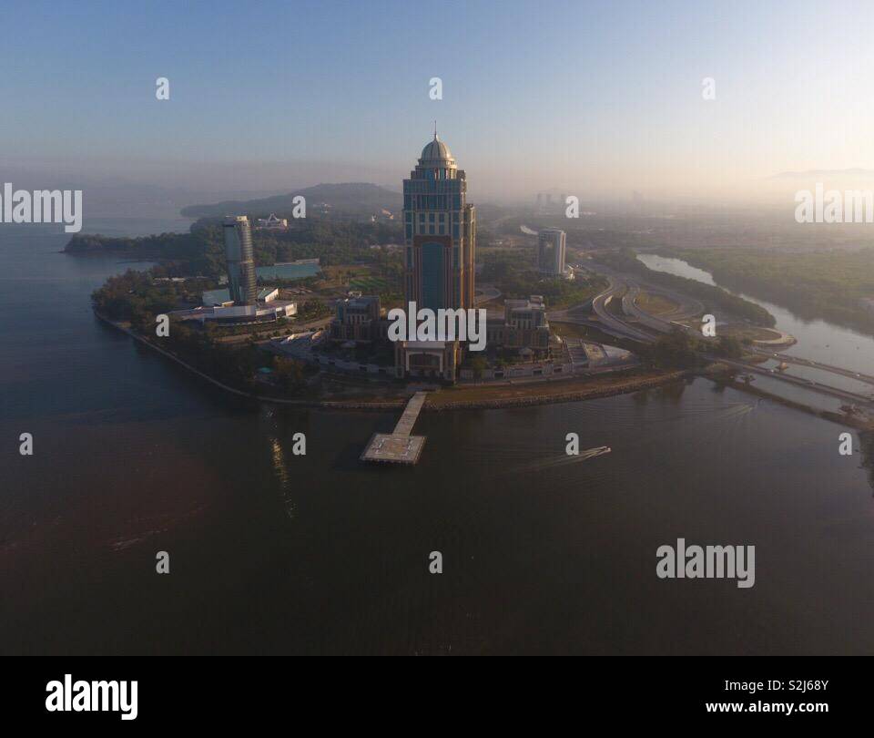 An aerial Sabah State Building Administrative, Kota Kinabalu,Sabah ...