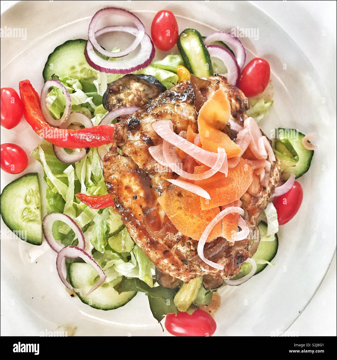 Banting chicken burger Stock Photo - Alamy