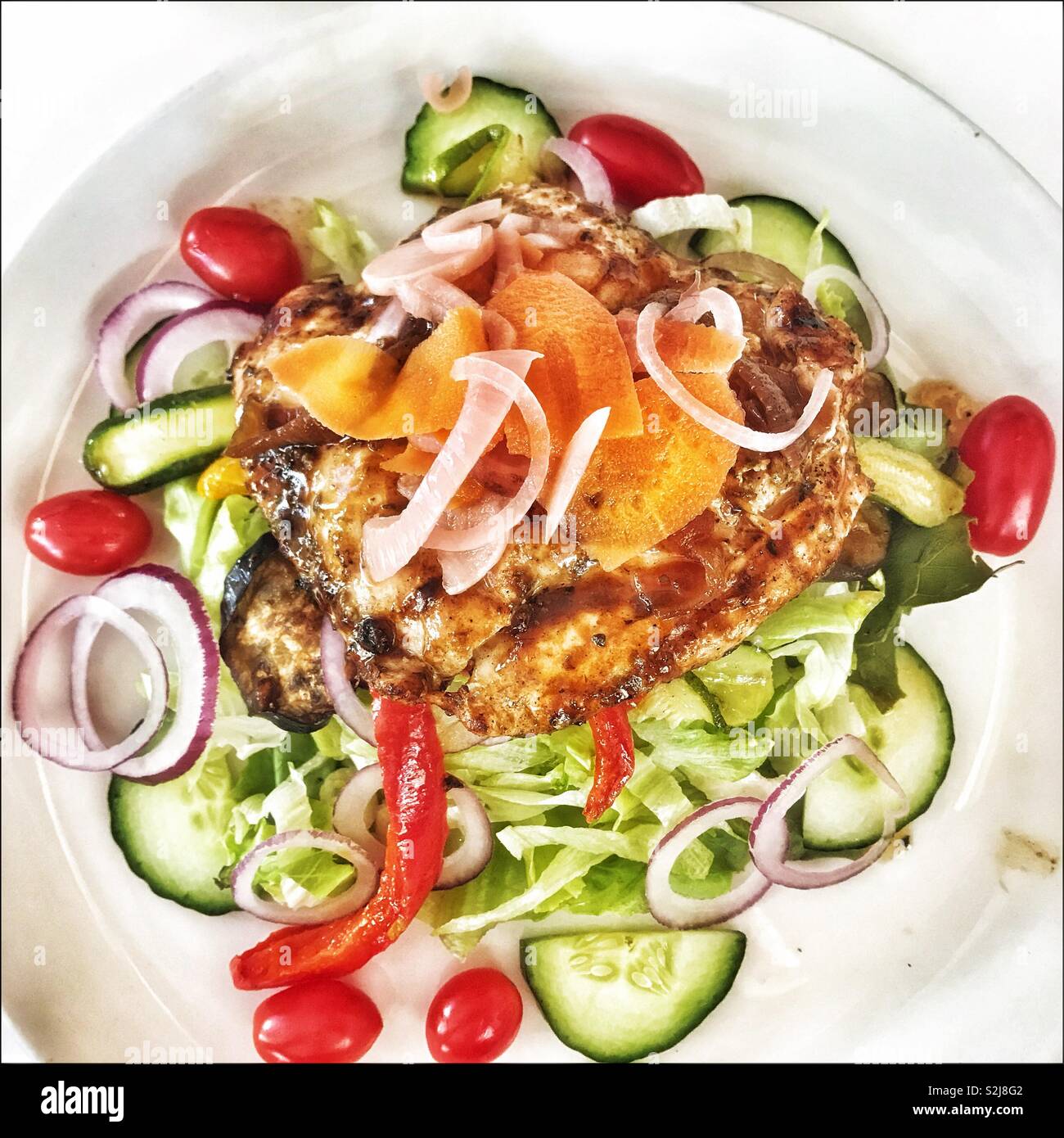 Banting chicken burger Stock Photo - Alamy