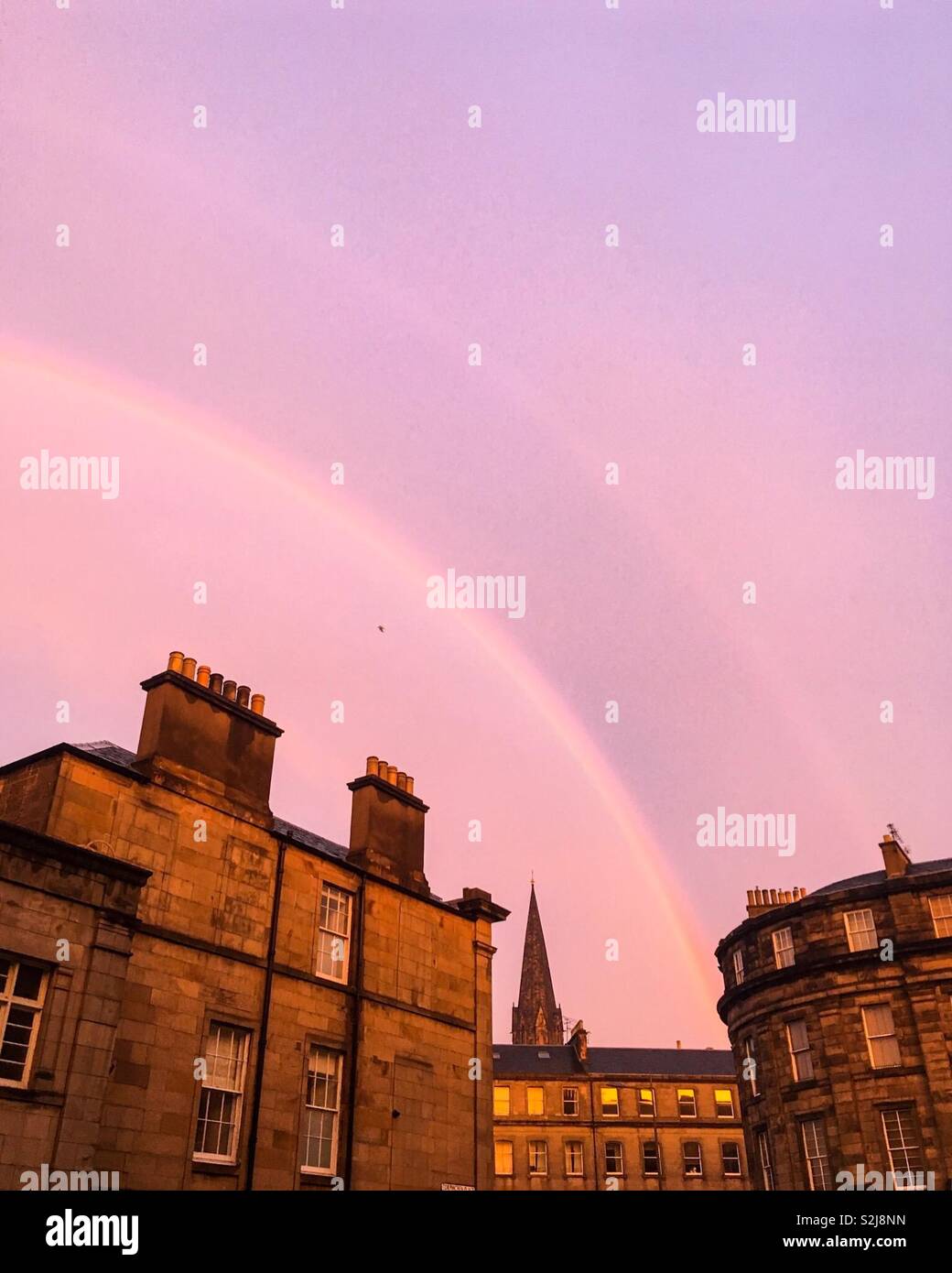 Double rainbow over Edinburgh Stock Photo - Alamy