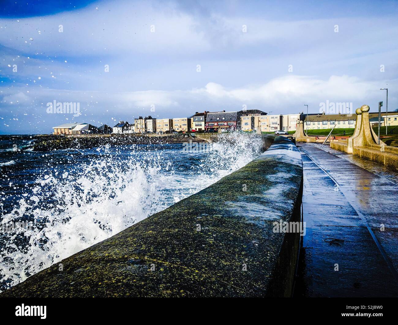 Saltcoats seafront on a very windy day. Scotland. UK Stock Photo - Alamy