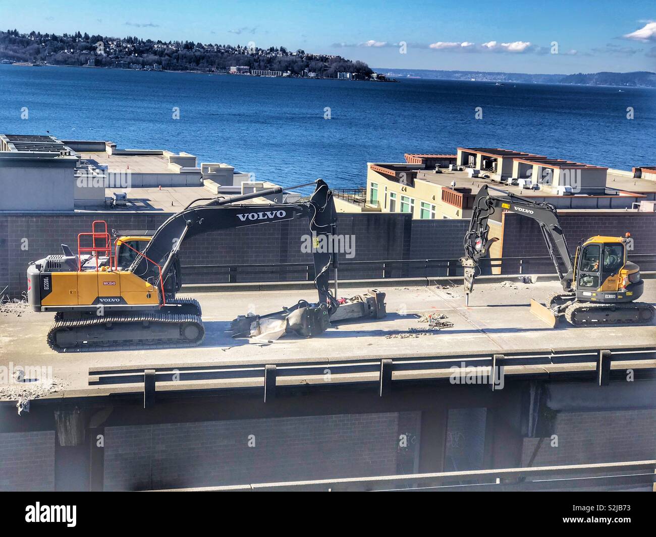 Tearing down the viaduct in Seattle Washington Stock Photo - Alamy
