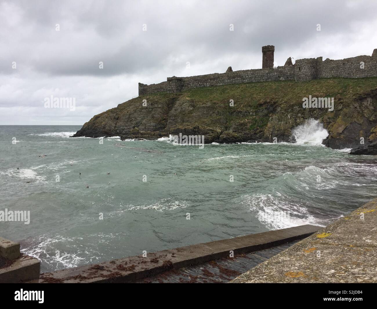 Choppy waters at Peel Castle Stock Photo - Alamy