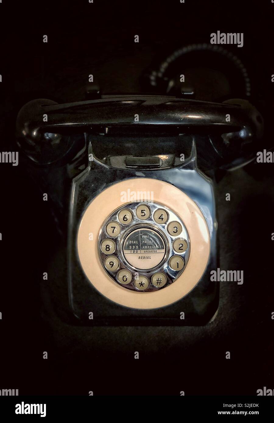 Old black analogue telephone Stock Photo - Alamy