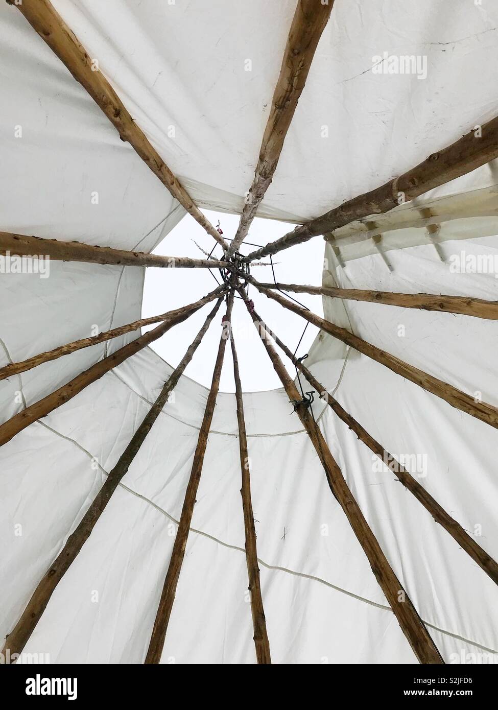 Looking through the top of a teepee or tipi Stock Photo - Alamy