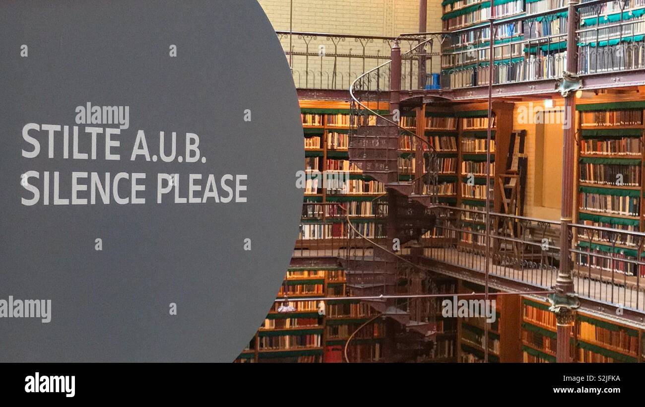 Silence please in the library Stock Photo - Alamy