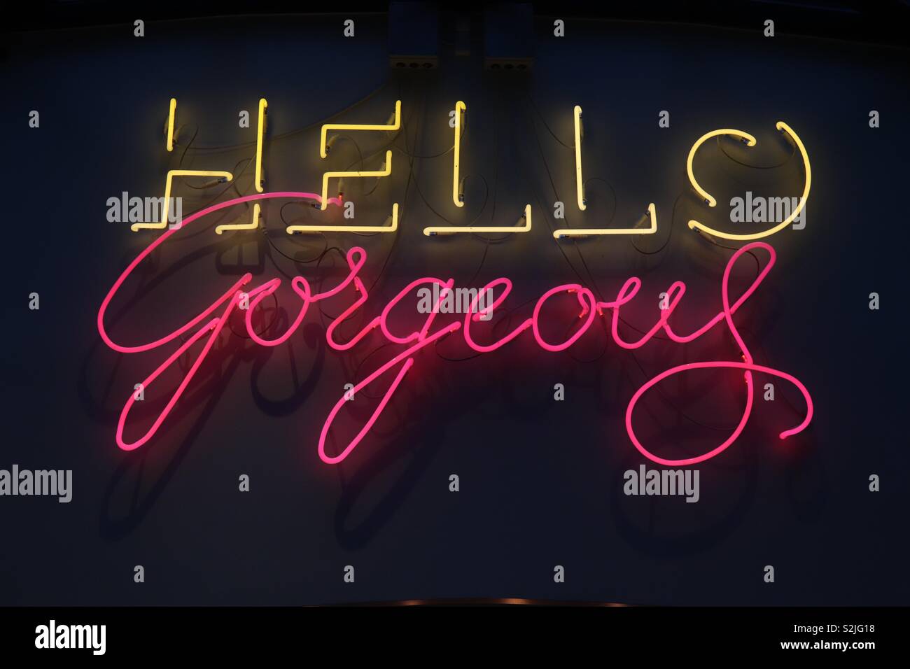 Hello Gorgeous Neon Sign Stock Photo - Alamy