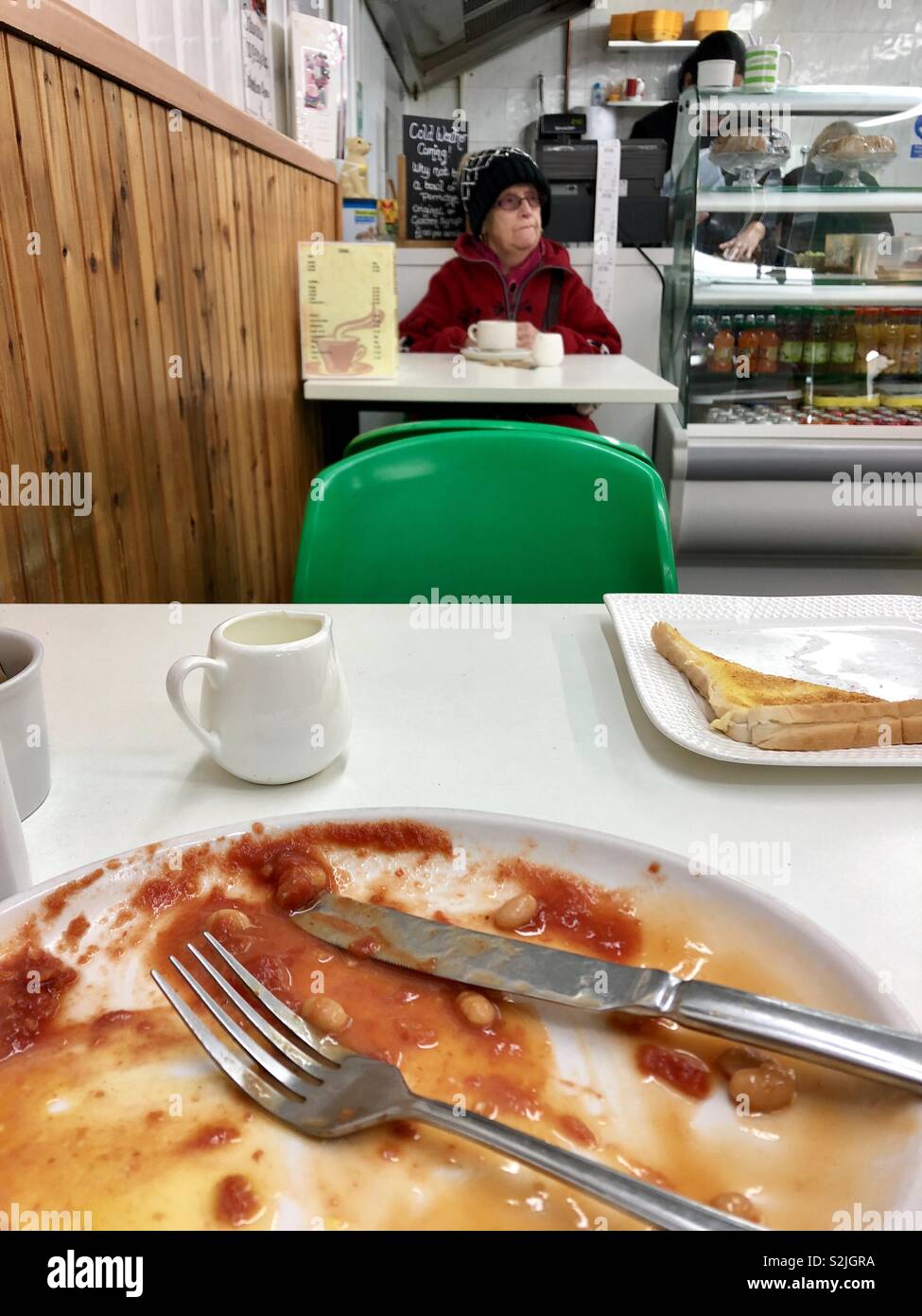 Traditional English breakfast plate and cafe customer Halifax Borough ...