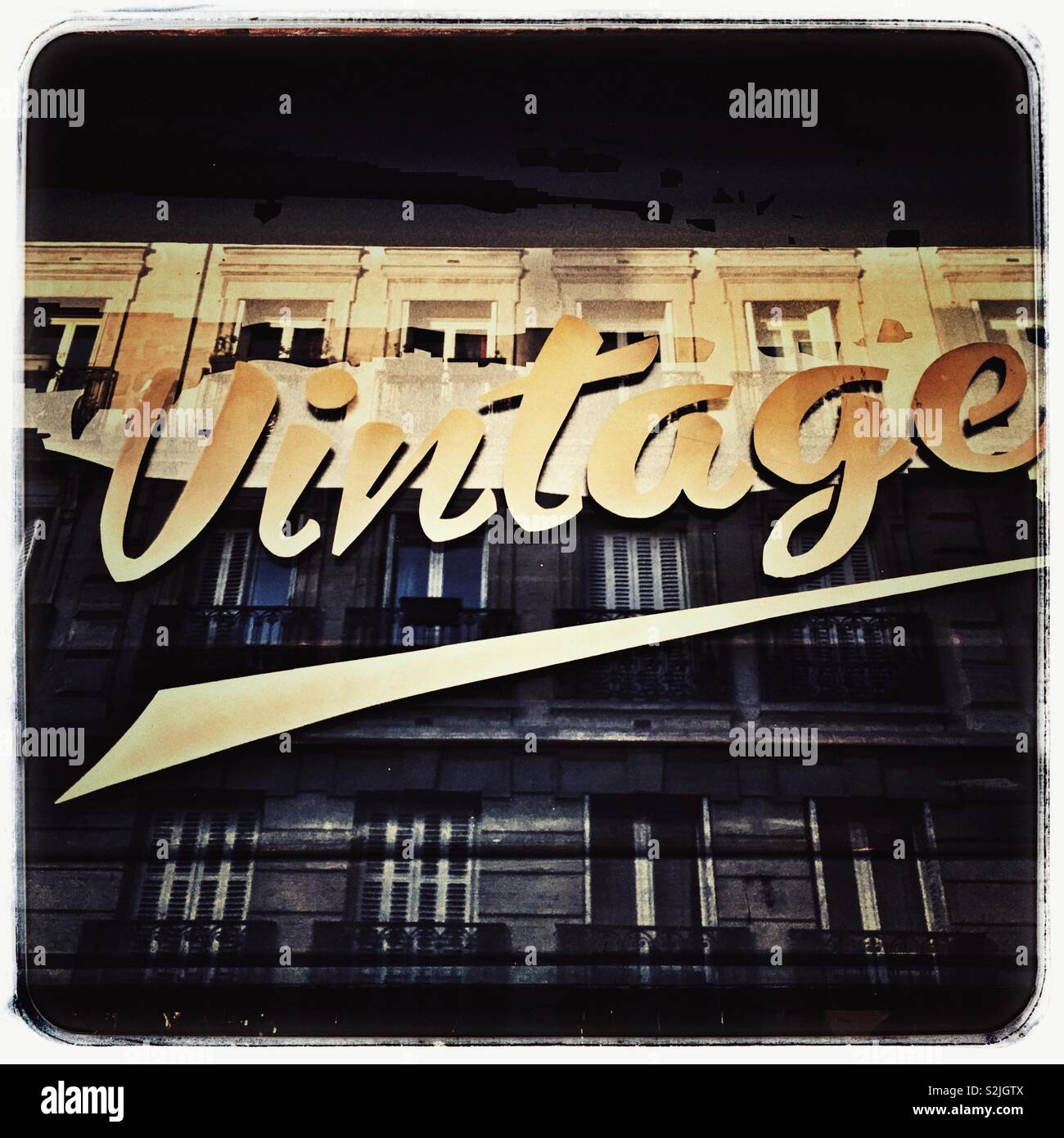 Vintage Sign on a Shop Window - Montmartre - Paris - France Stock Photo ...