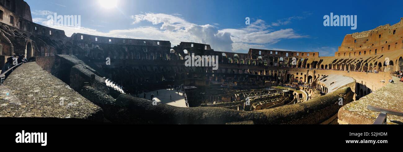Panoramic view of the colosseum in Rome Stock Photo - Alamy