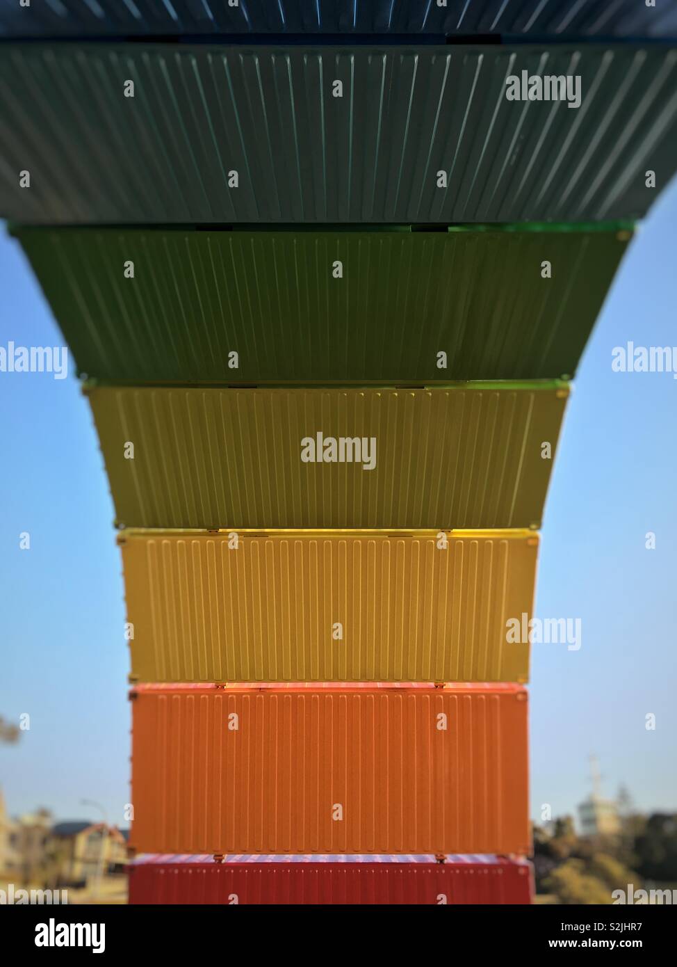 Rainbow shipping container sculpture, Fremantle Stock Photo - Alamy