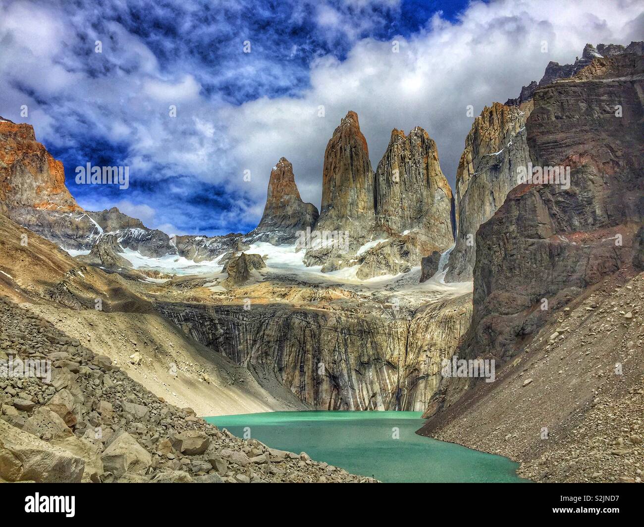 Panorama of the Torres del Paine National park in Patagonia, Chile ...