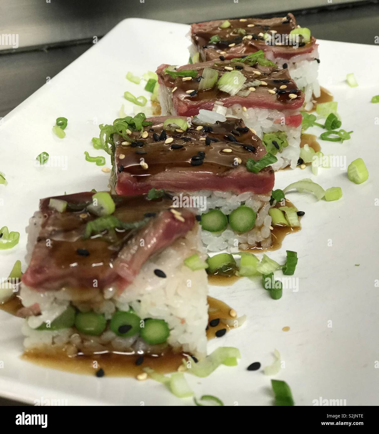 Grilled beef Sushi Stock Photo - Alamy