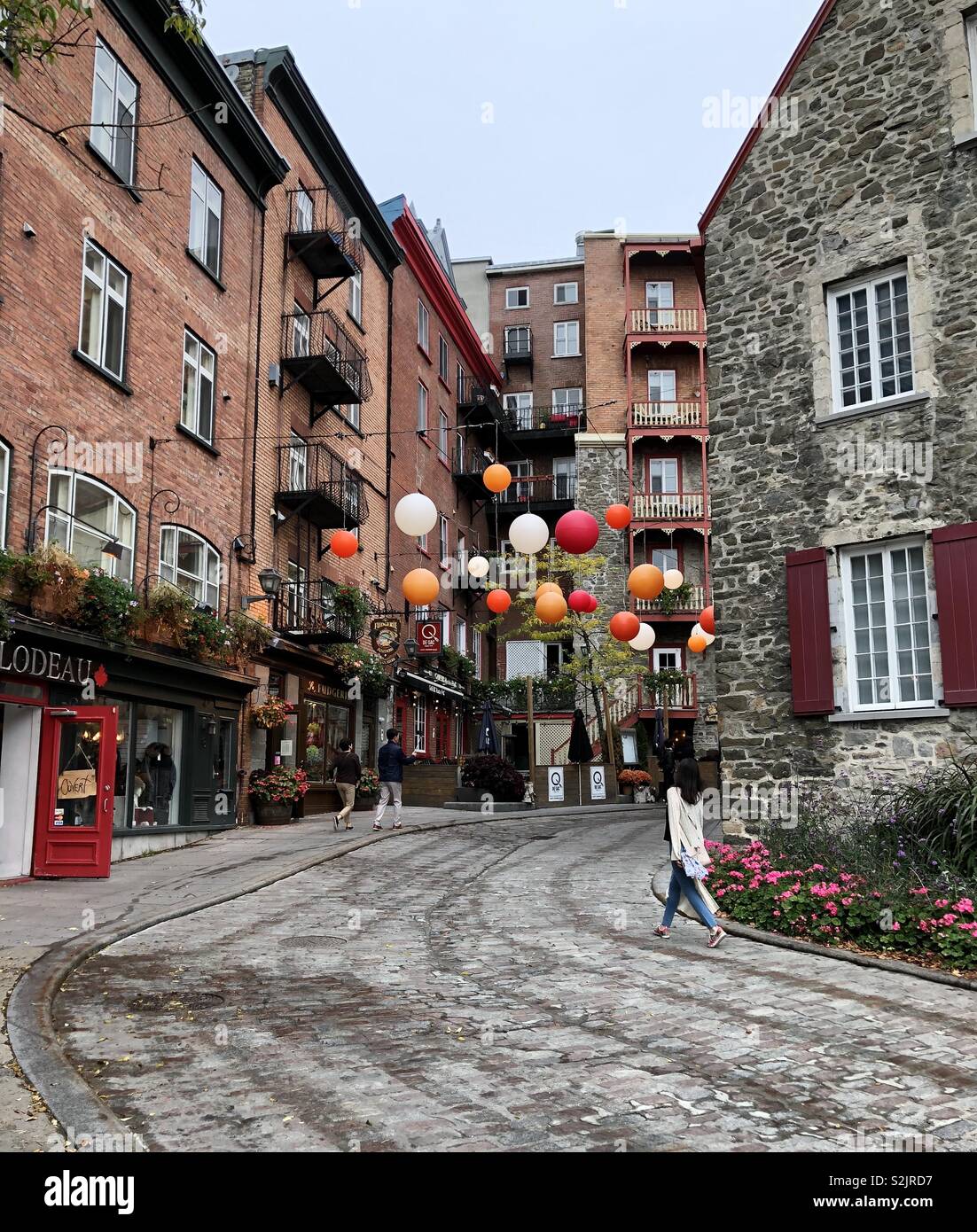 Colorful Street Scene in Quebec City Stock Photo - Alamy