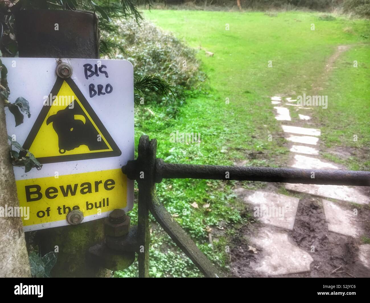 Beware of bull sign hi-res stock photography and images - Alamy