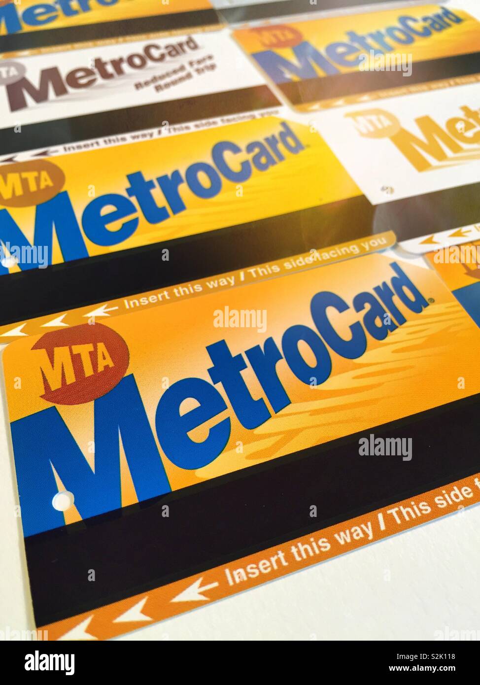 Still life of an array of metro cards, New York City, United States ...